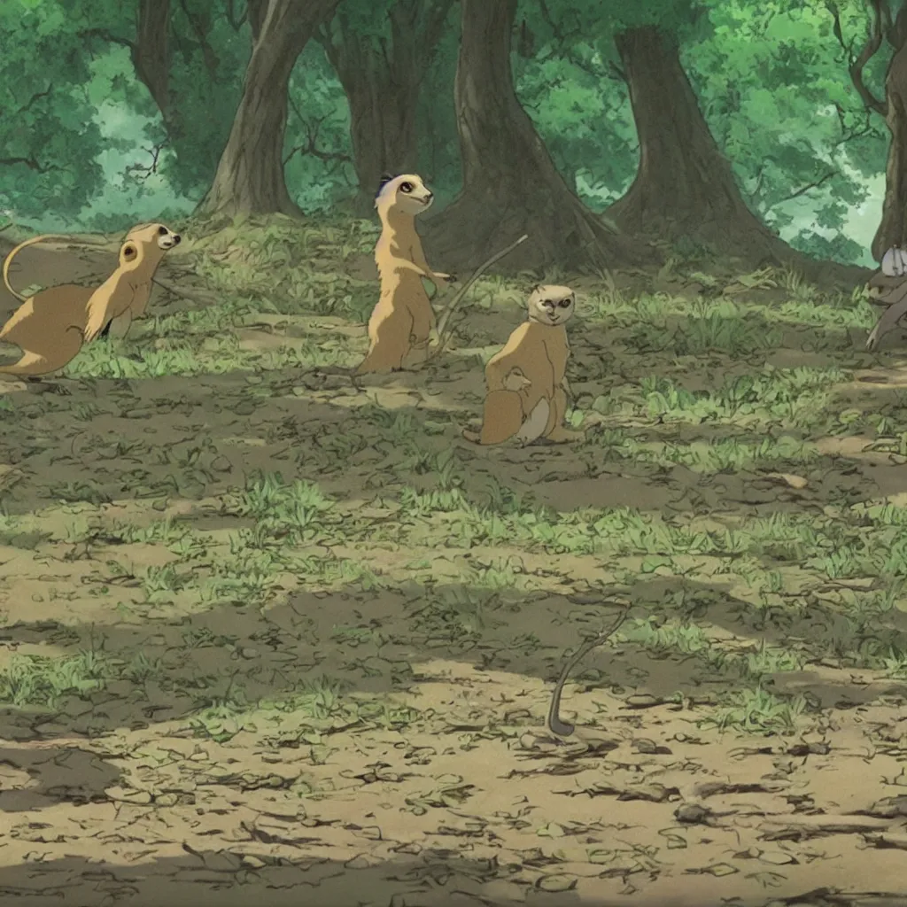 a meerkat picking up litter in a park, a cell - shaded | Stable ...