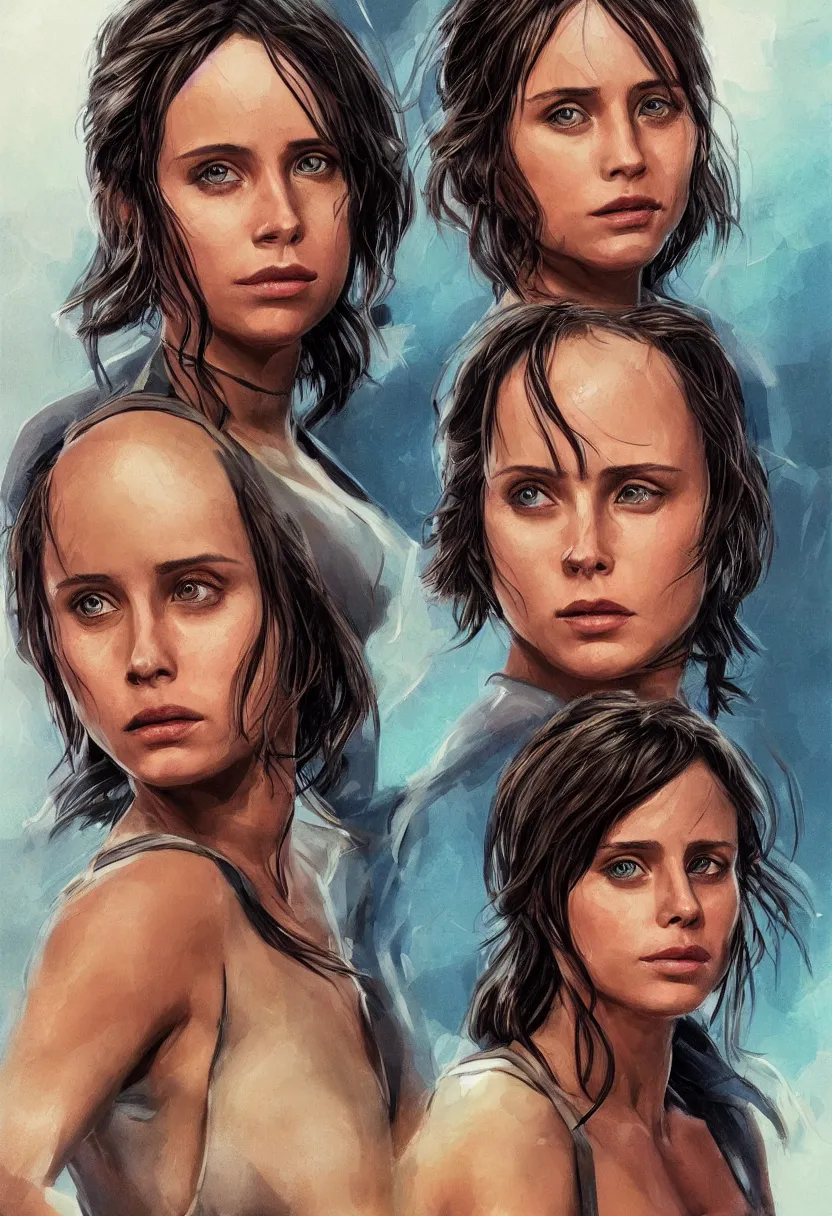 movie poster of gorgeous jyn erso in swimsuit, by | Stable Diffusion ...