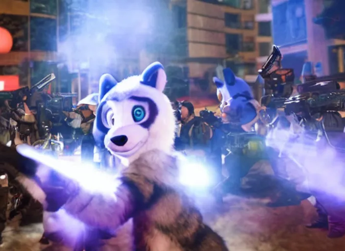 mass shooting at a furry convention, epic movie shot, | Stable ...