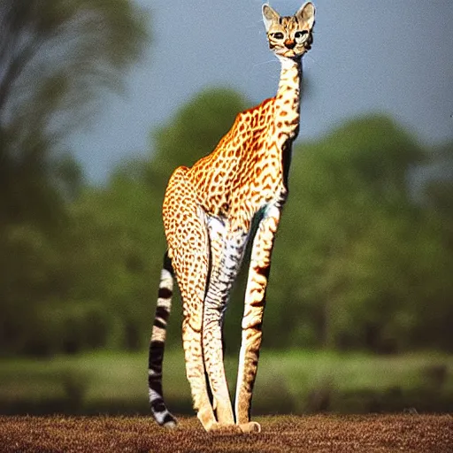 a feline girafe - cat - hybrid, animal photography | Stable Diffusion