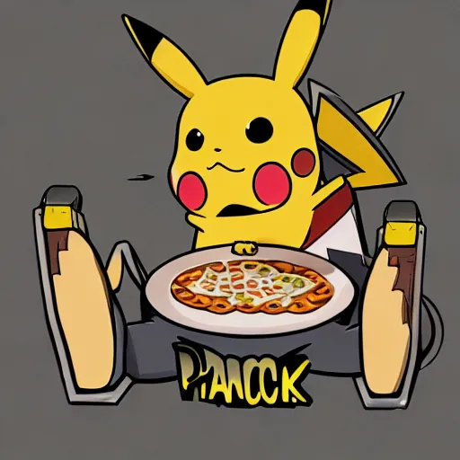 pikachu, eating ranch pizza, trending on artstation, | Stable Diffusion
