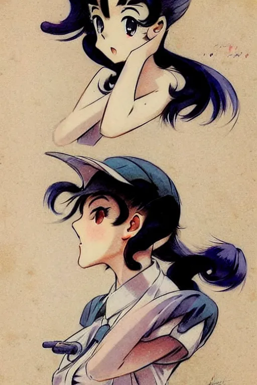 1950s anime cover art . muted colors.))))) by | Stable Diffusion