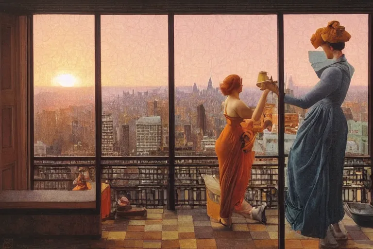 painting of two people hand in hand, in a rooftop, | Stable Diffusion ...