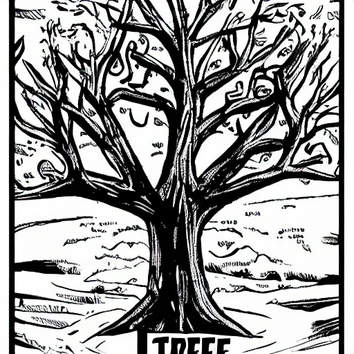 the tree of life in the style of Stan lee, comic strip | Stable Diffusion