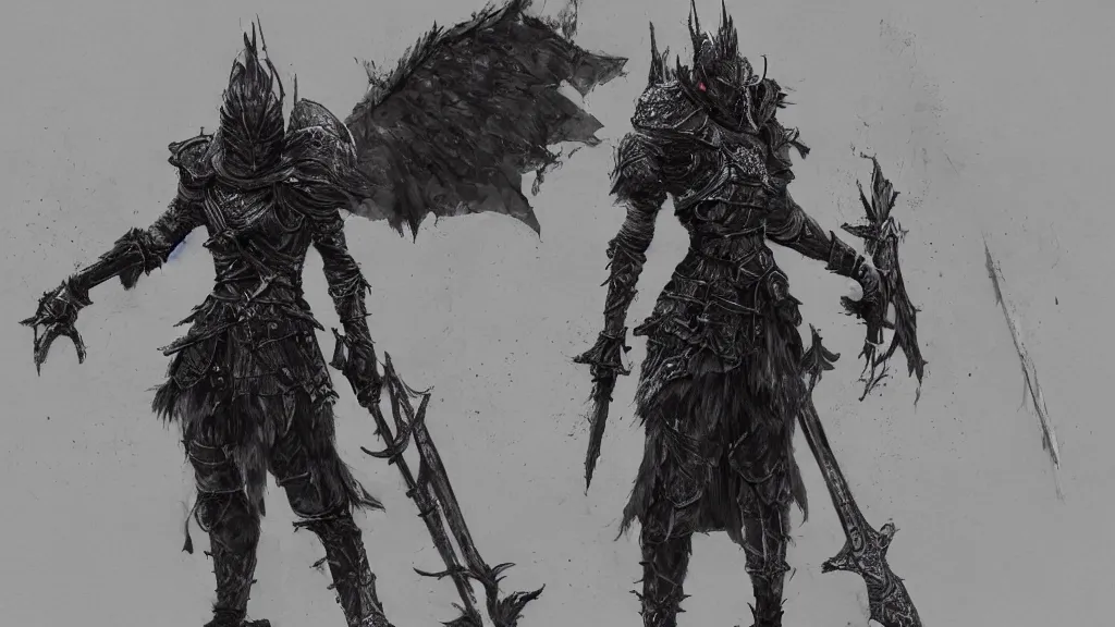 Unused Dark Souls concept art of a female crow knight | Stable ...