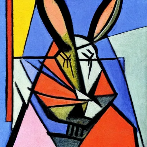 a rabbit by picasso, cubism, painting, masterpiece | Stable Diffusion
