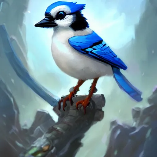 cute little anthropomorphic battle - ready blue jay, | Stable Diffusion
