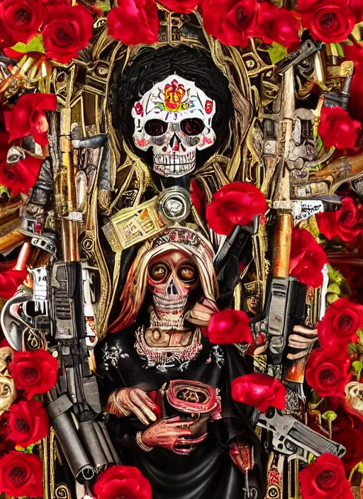 Mexican masterpiece of santa muerte with the book of | Stable Diffusion
