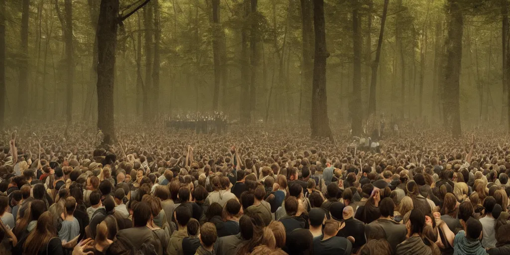 the band radiohead performing in the forest with the | Stable Diffusion ...