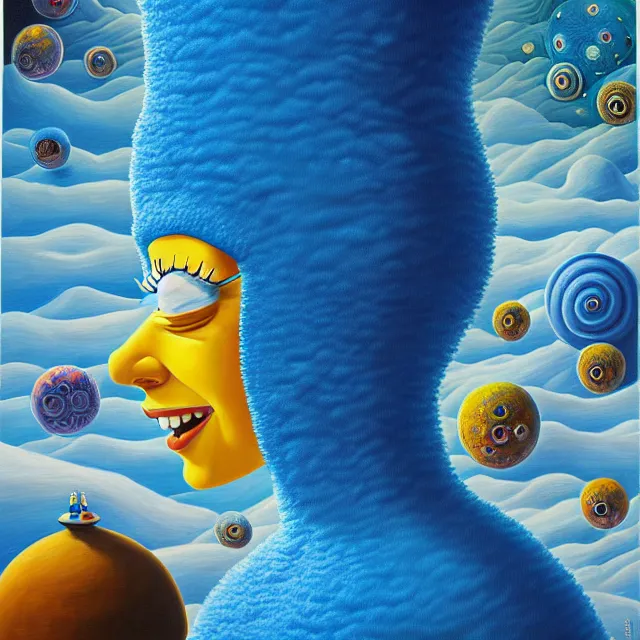an oil on canvas portrait painting of marge simpson, | Stable Diffusion ...