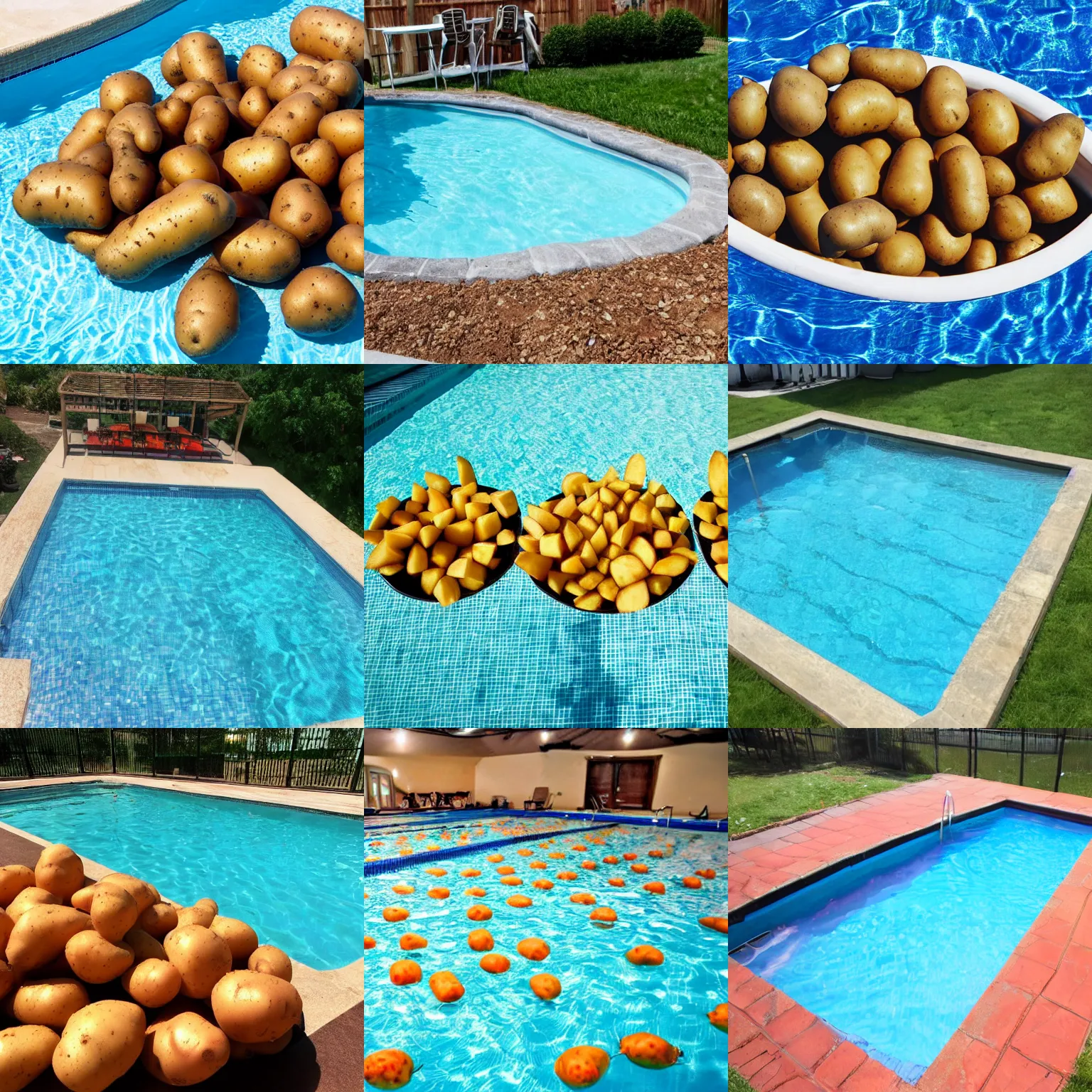 swimming pool full of potatoes | Stable Diffusion