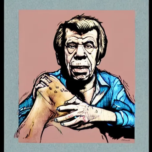 vaclav havel colored ink drawing in the style of kaja | Stable ...