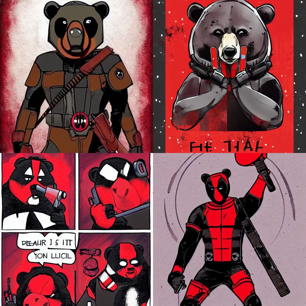 bear in Deadpool style concert art, | Stable Diffusion | OpenArt