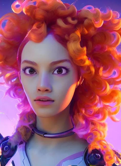 glowwave portrait of curly orange hair girls made of | Stable Diffusion ...