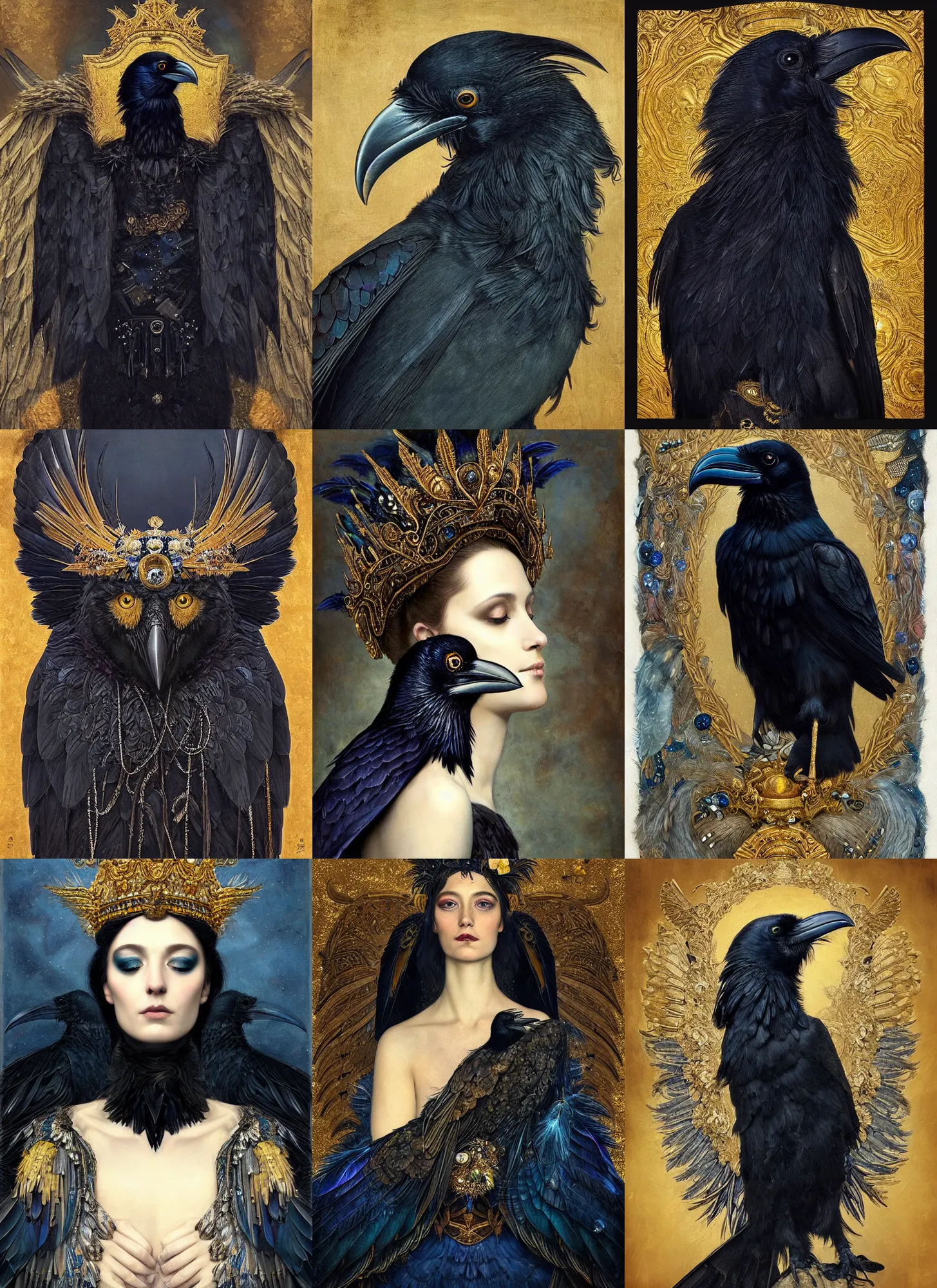 a majestic portrait of an raven wearing a crown, | Stable Diffusion ...