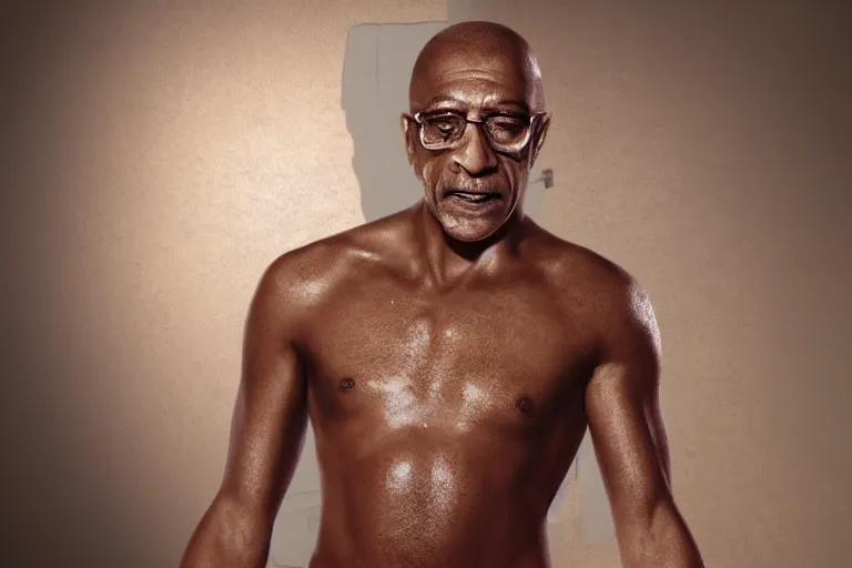 shirtless gus fring from breaking bad offering fried | Stable Diffusion ...
