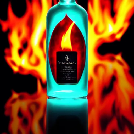 a vodka bottle with minimalistic flame fire caution | Stable Diffusion ...