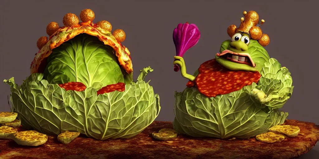3 d render of cabbage character who is a king, wearing | Stable ...