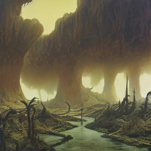 an alien land thriving with alien plants, run down | Stable Diffusion ...