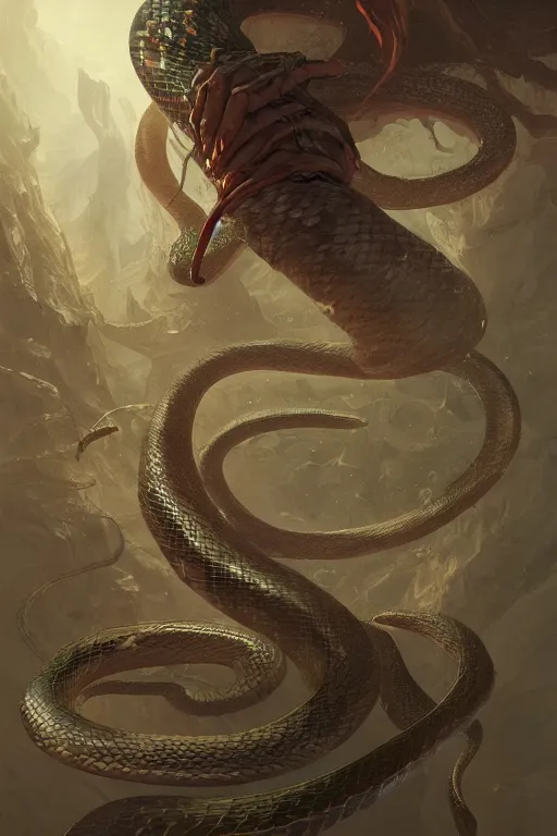 Serpentine Snake Wizard casting a spell creating a | Stable Diffusion ...
