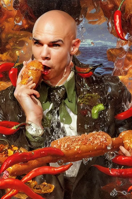 portrait pitbull mr. worldwide holding a chilli - dog, | Stable ...
