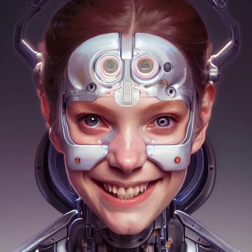 portrait painting of a cute cyborg chuu smiling | Stable Diffusion ...