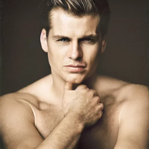 a stunning 55mm portrait of a handsome happy masculine | Stable ...