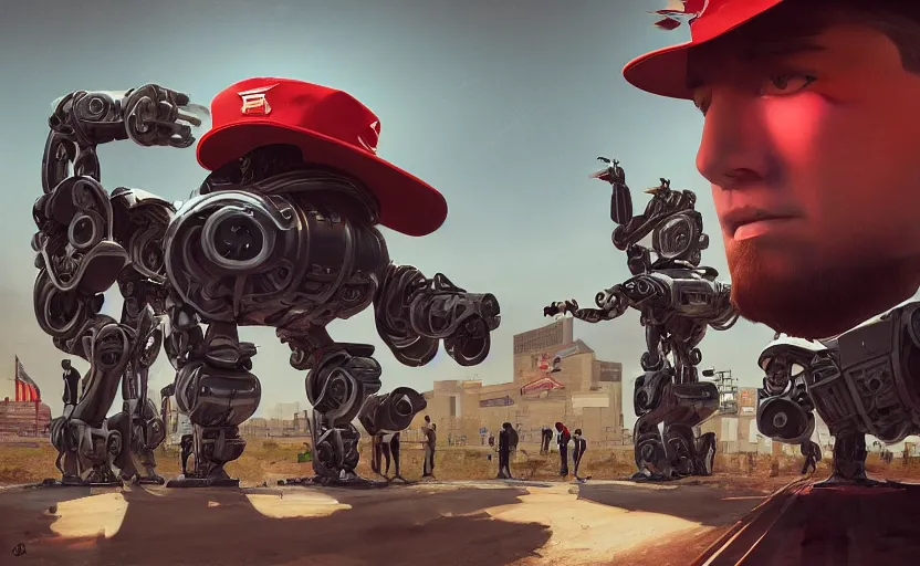 rednecks hail the invasion of gigantic human - like | Stable Diffusion