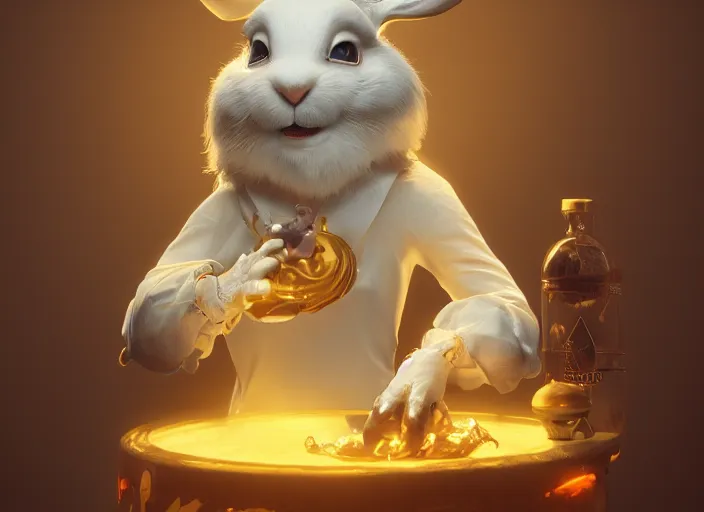 an anthropomorphic white rabbit with glowing eyes | Stable Diffusion ...