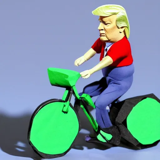 donald trump riding a bike, claymation, very detailed, | Stable Diffusion