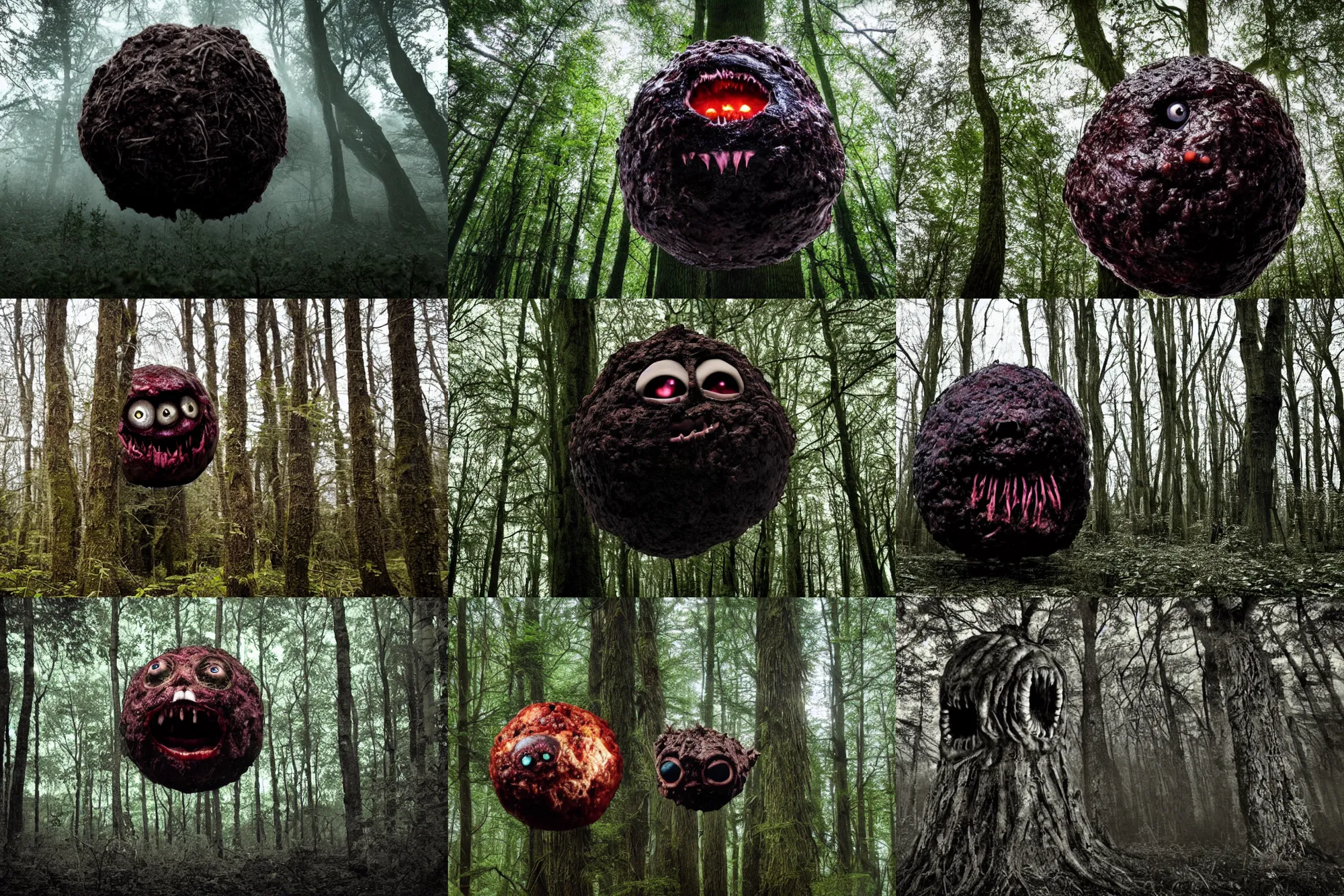 scary horror photograph of dark cursed forest, a giant | Stable Diffusion