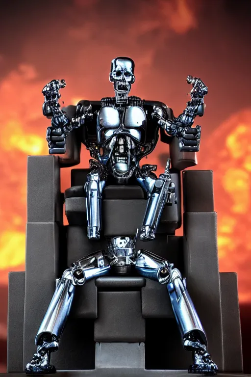 t - 8 0 0 terminator sitting on his throne, full | Stable Diffusion ...