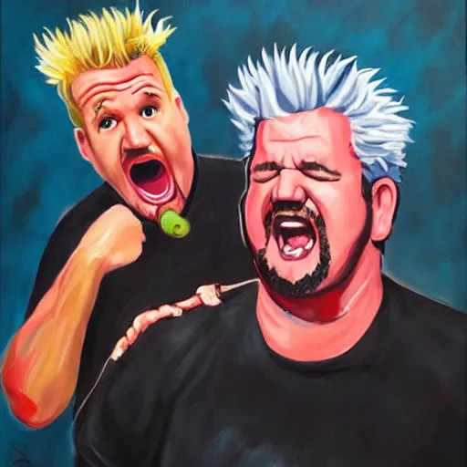 painting by jon hale of screaming gordon ramsay and | Stable Diffusion ...