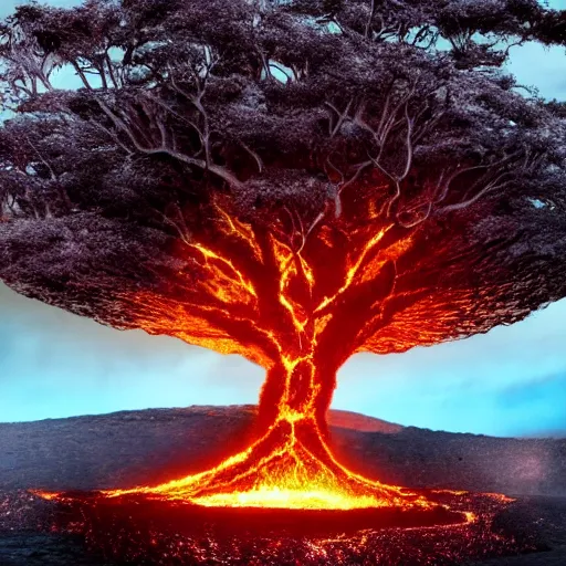 giant tree of life being consumed by lava | Stable Diffusion | OpenArt