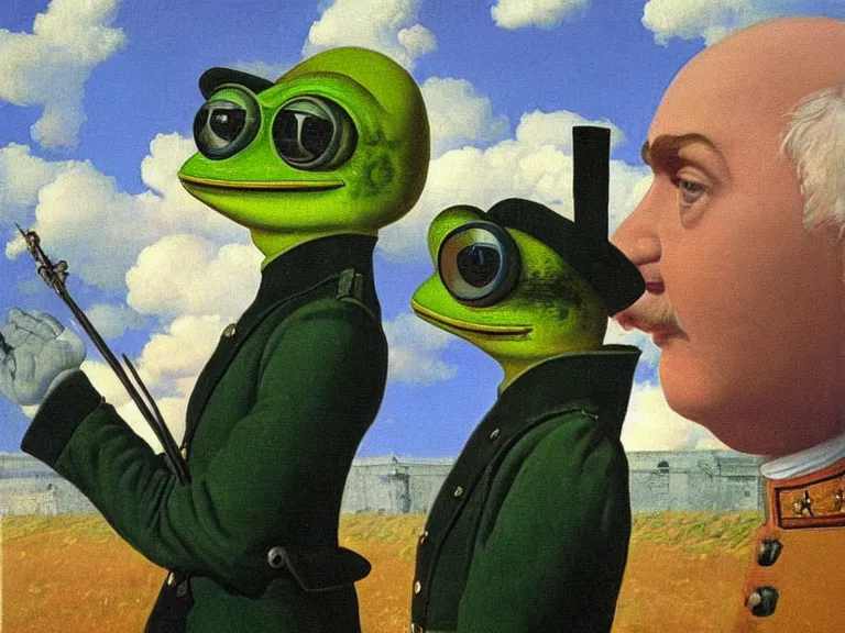 pepe the frog saluting prussians soldiers in 1864, | Stable Diffusion