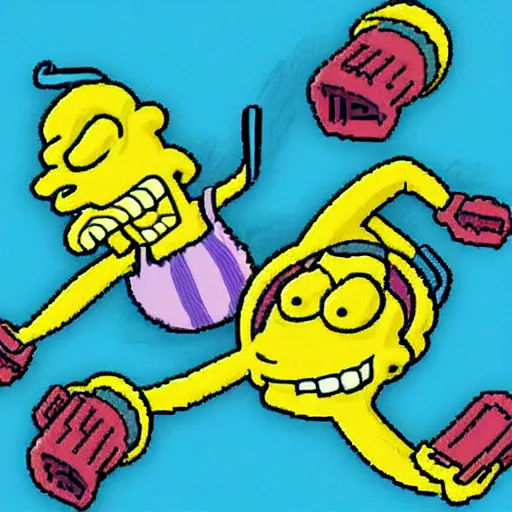 kang and kodos from the simpsons swimming underwater, | Stable Diffusion