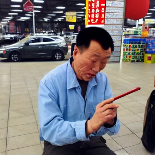my chinese uncle smoking a cigarette at the Walmart | Stable Diffusion ...