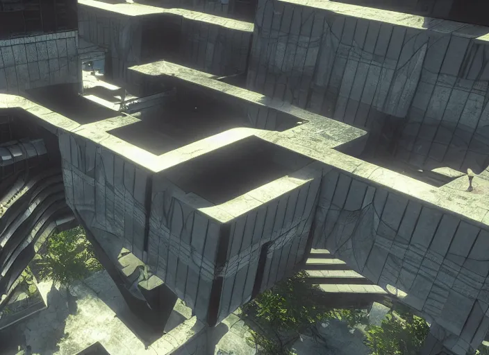 m. c. escher inspired brutalist building in destiny 2, | Stable Diffusion