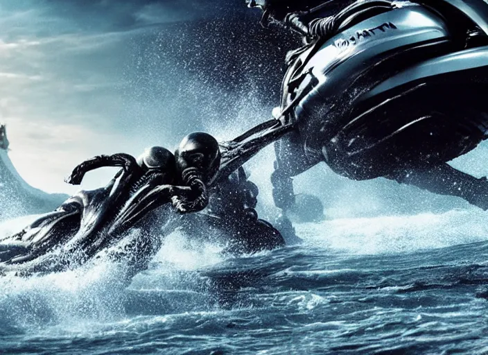 film still of alien!! xenomorph!! jet skiing in the | Stable Diffusion ...