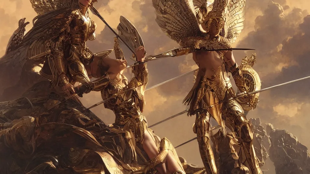 a male valkyrie knight wearing golden armor and a | Stable Diffusion