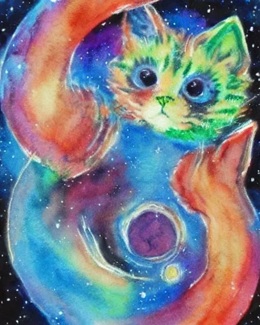 cute galactic space kittens, painted in water colors | Stable Diffusion ...