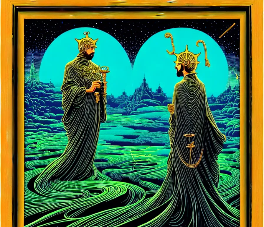 A highly detailed crisp 2D god like figure with small | Stable Diffusion