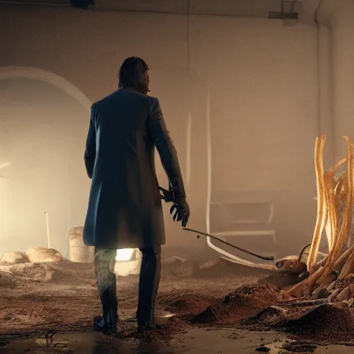 john wick digging potatoes in belarus, photorealistic, | Stable ...