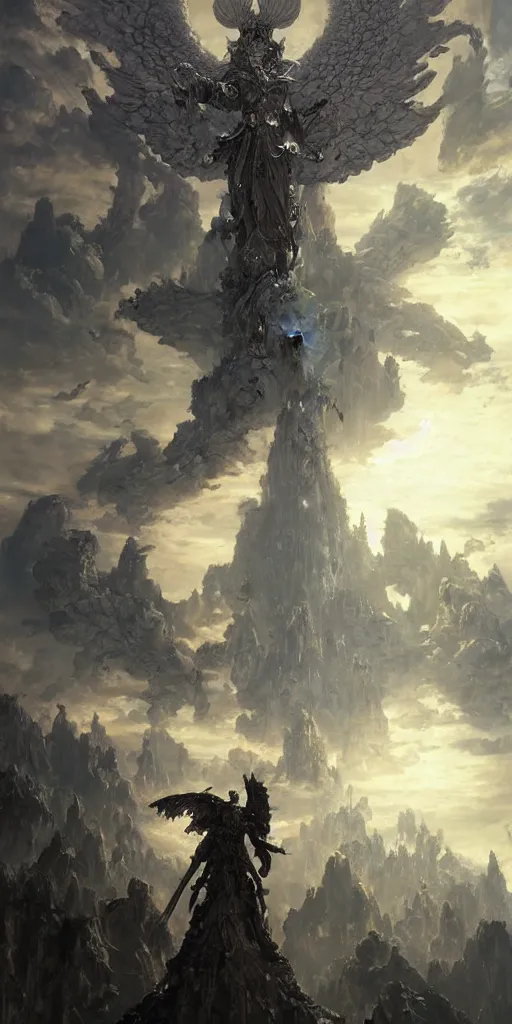 Art of beautiful angel rising above an ancient | Stable Diffusion | OpenArt