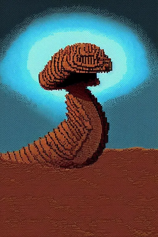 a pixel art 8 - bit artwork of a sandworm on arrakis, | Stable ...