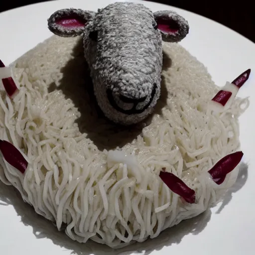 edible sheep made of rice, noodles and tuna sashimi | Stable Diffusion ...