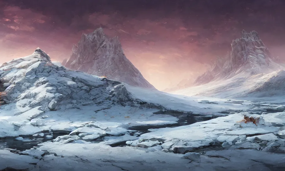 arctic tundra landscape, digital art, concept art, | Stable Diffusion
