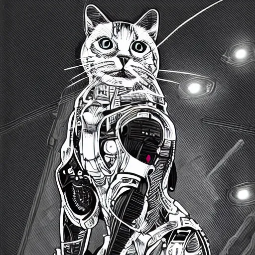A cyborg cat, realistic, sharp focus, 8k high | Stable Diffusion | OpenArt