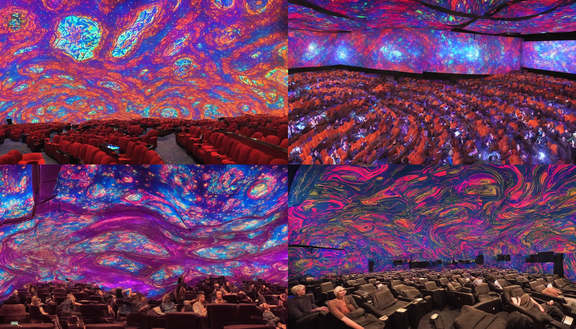 Inside a theater with screens and people in pods, | Stable Diffusion ...