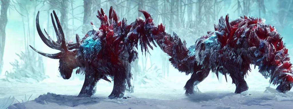 large sabretooth mammoth moose hybrid with shiny blue | Stable ...